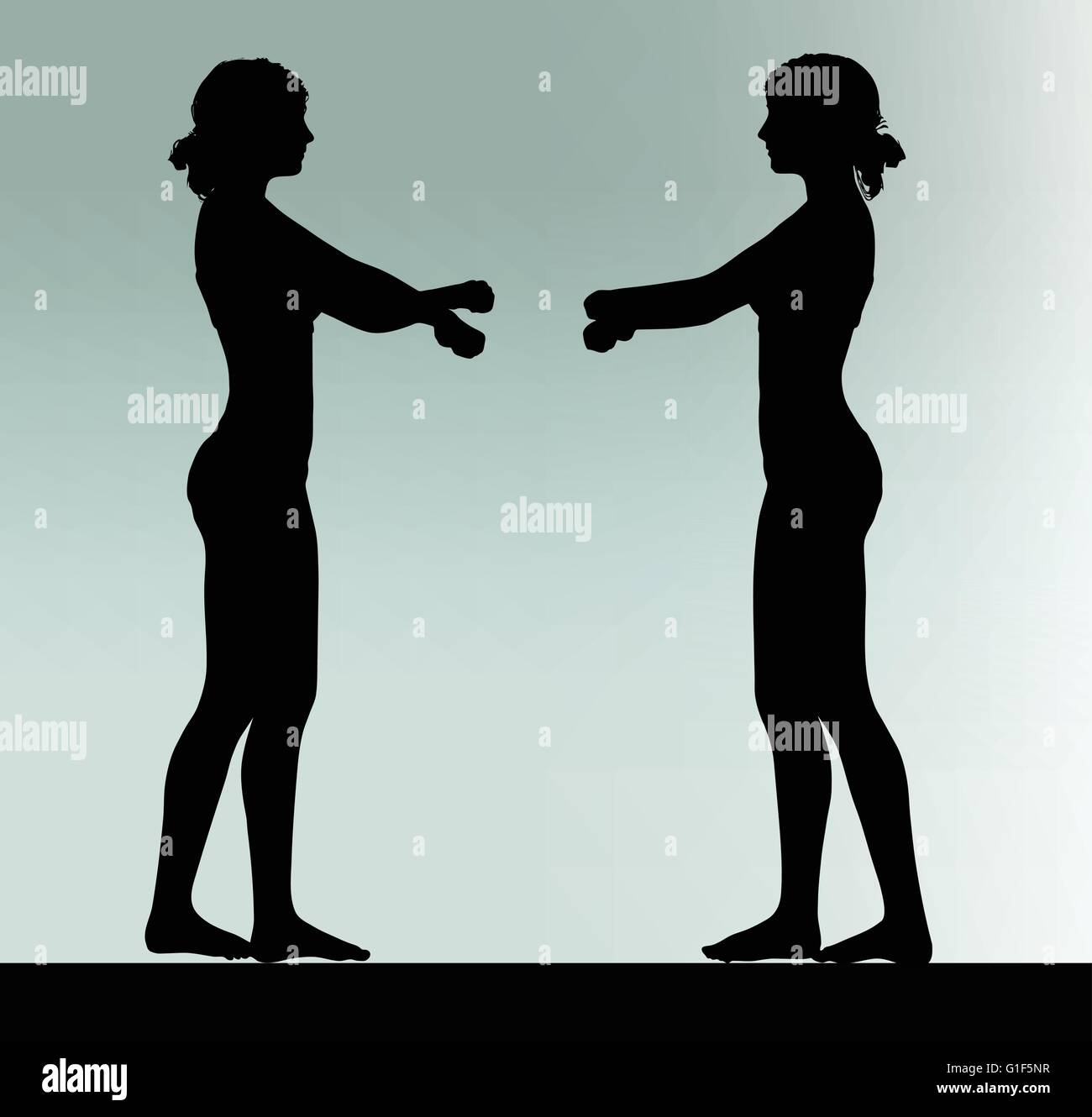 Vector Image - woman silhouette with hand gesture handcuffed Stock ...