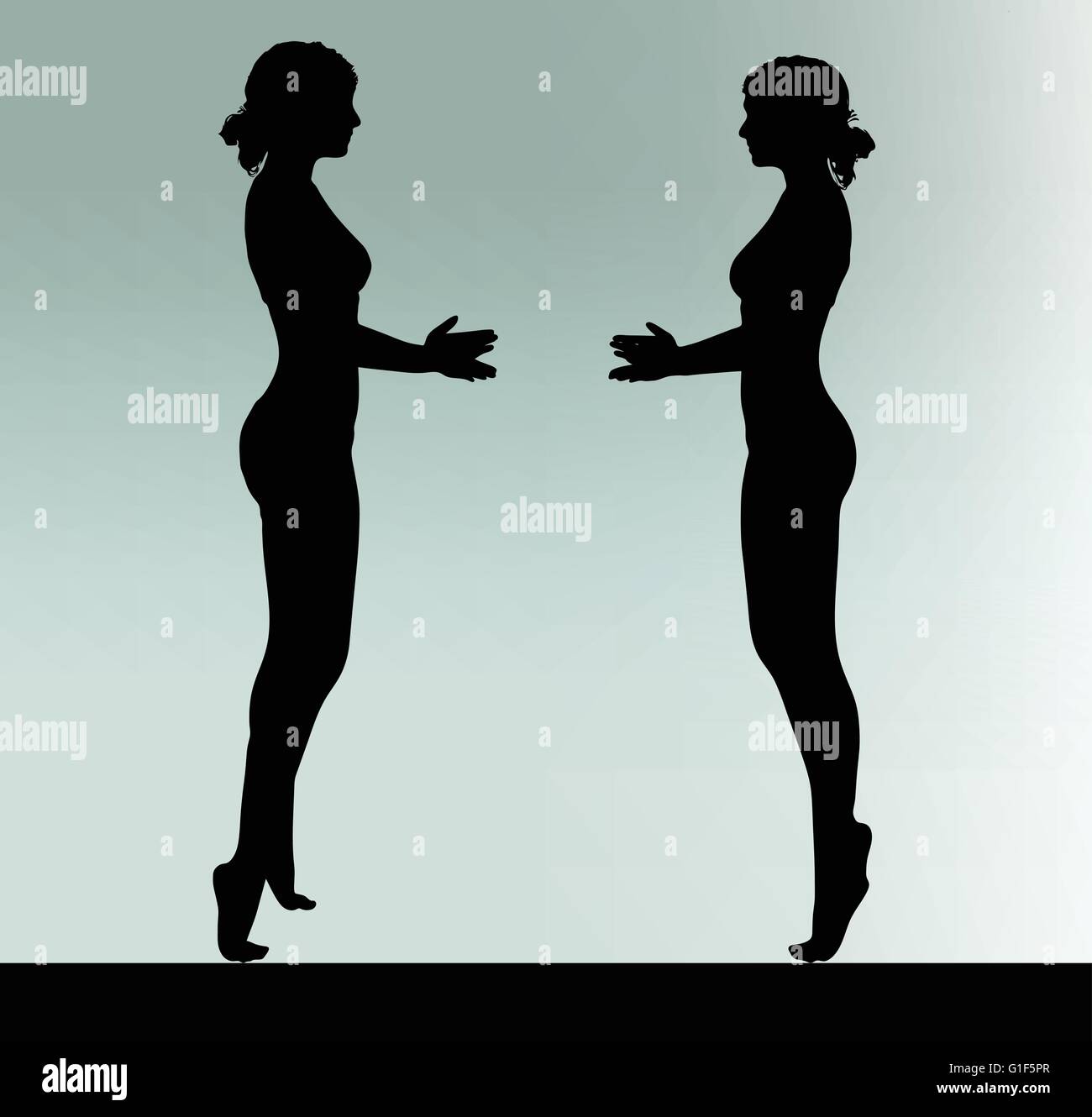 Vector Image - woman silhouette with hand gesture explain Stock Vector ...