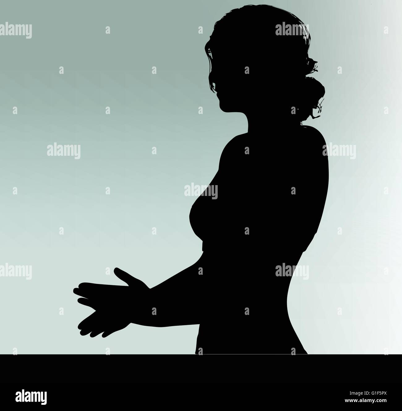 Vector Image - woman silhouette with hand gesture explain Stock Vector ...