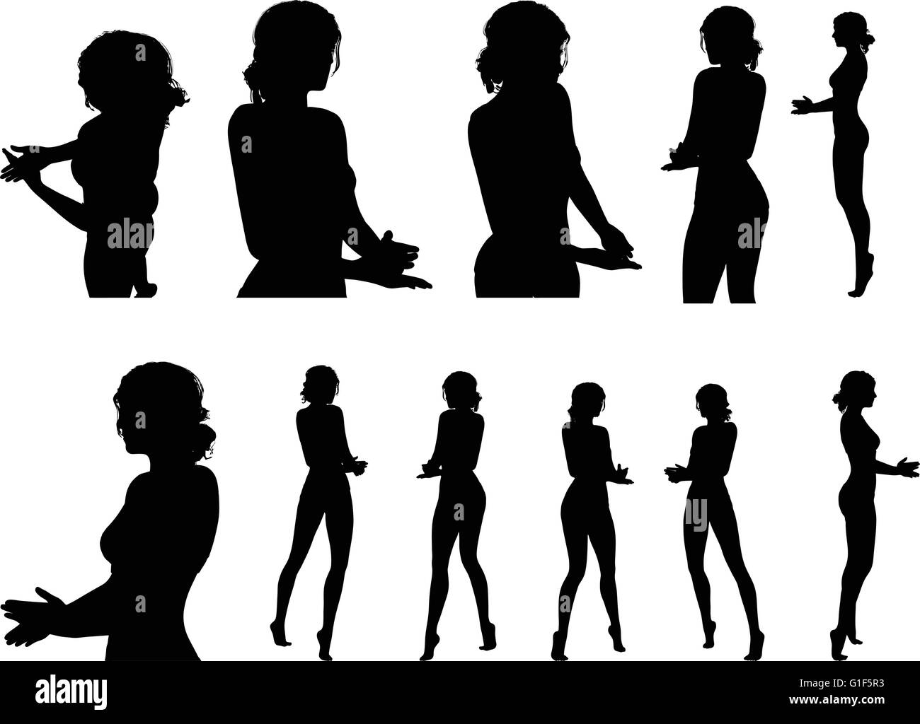 Vector Image - woman silhouette with hand gesture explain Stock Vector ...