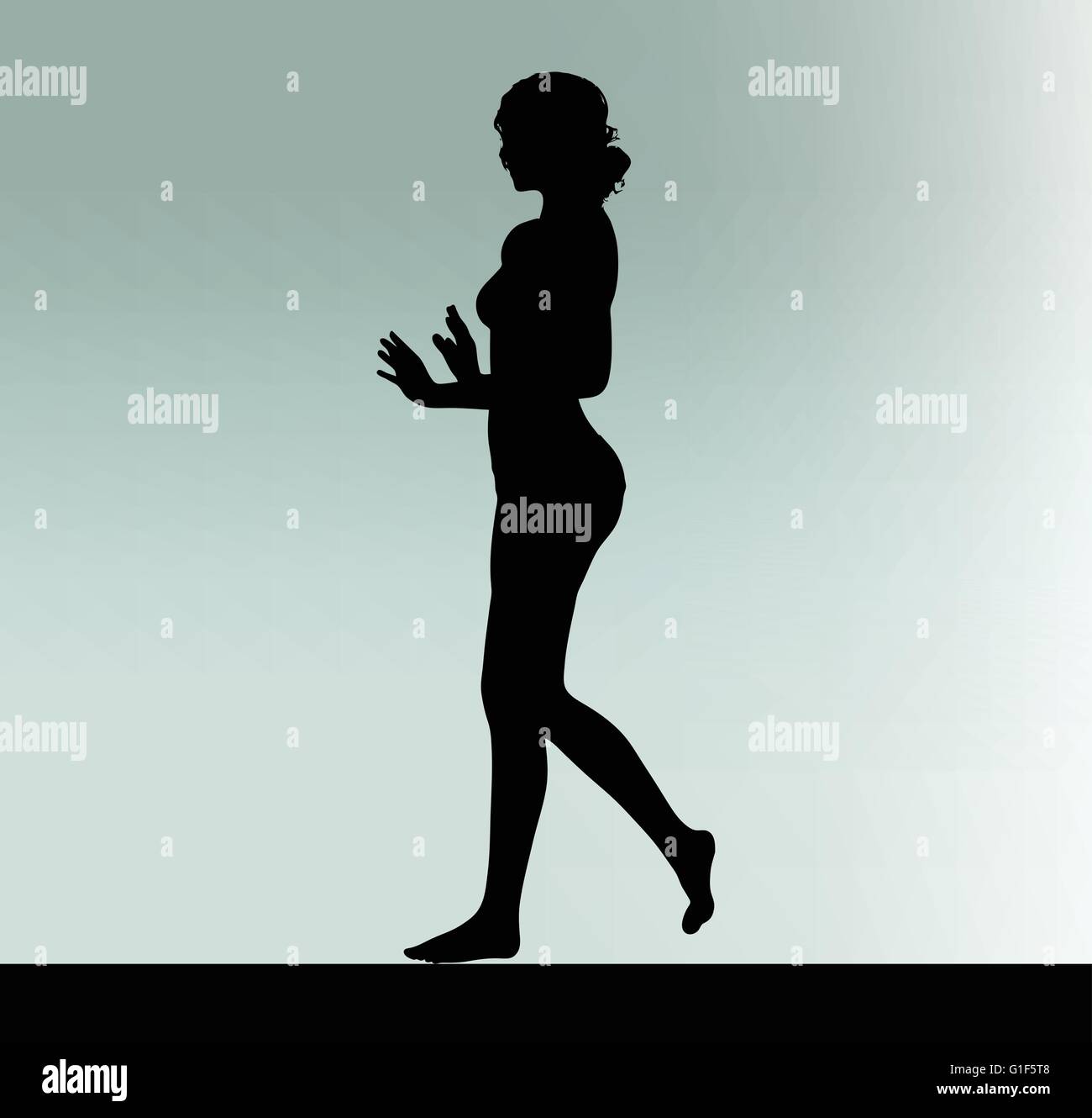 Vector Image - woman silhouette with hand gesture push or stop Stock ...