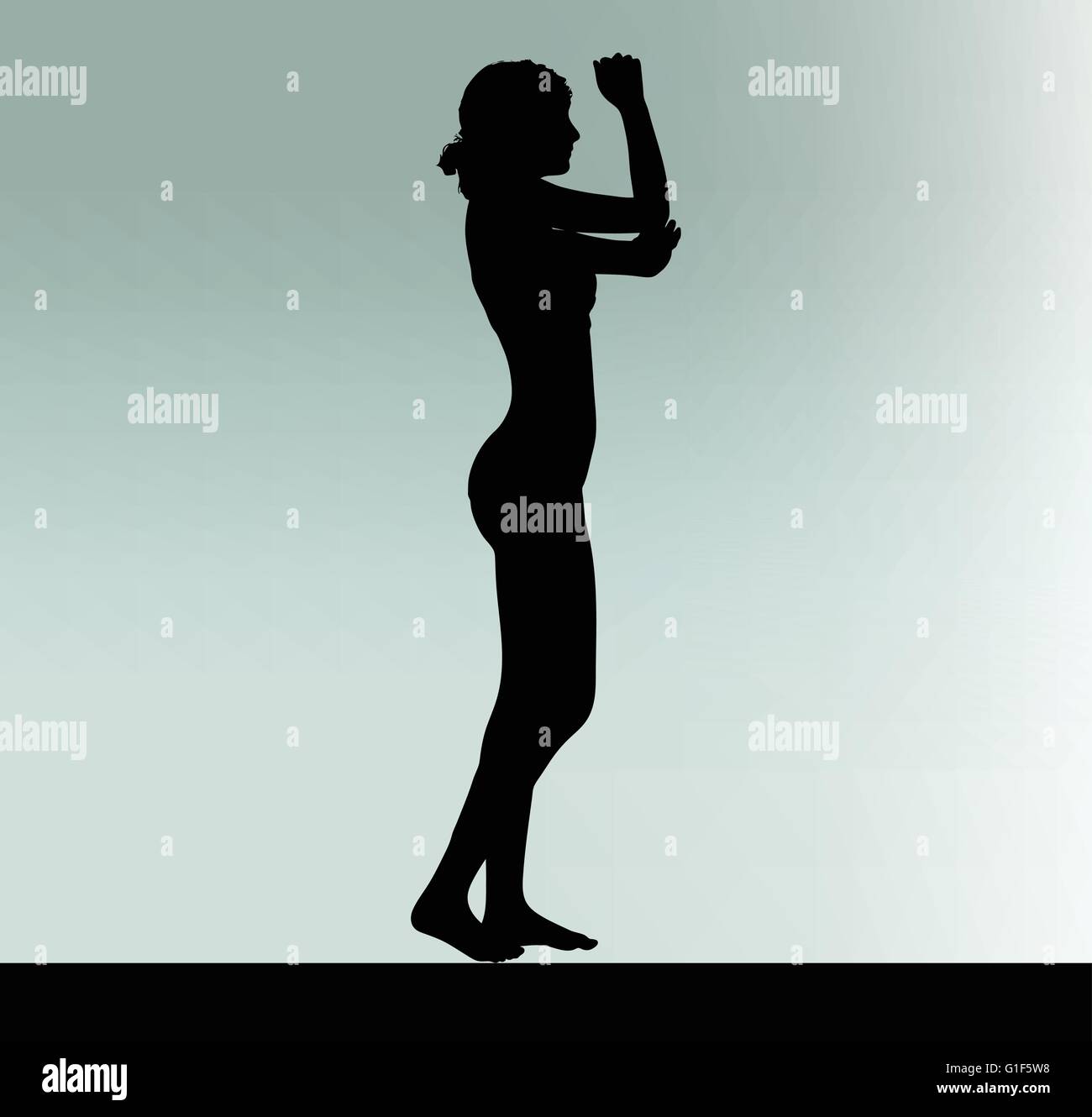 Vector Image - woman silhouette with hand gesture Stock Vector Image ...