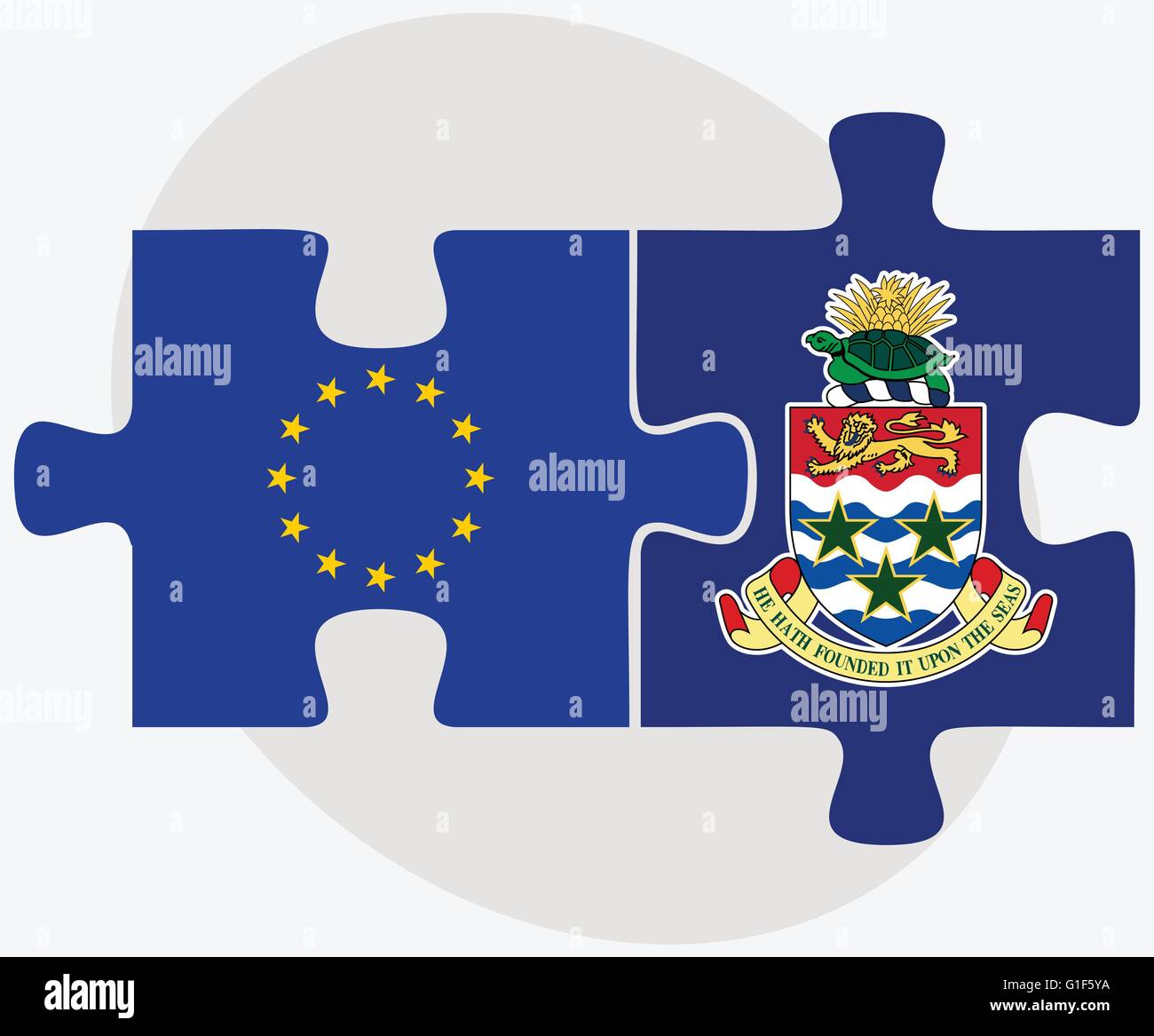 Vector Image - European Union and Cayman Islands Flags in puzzle ...