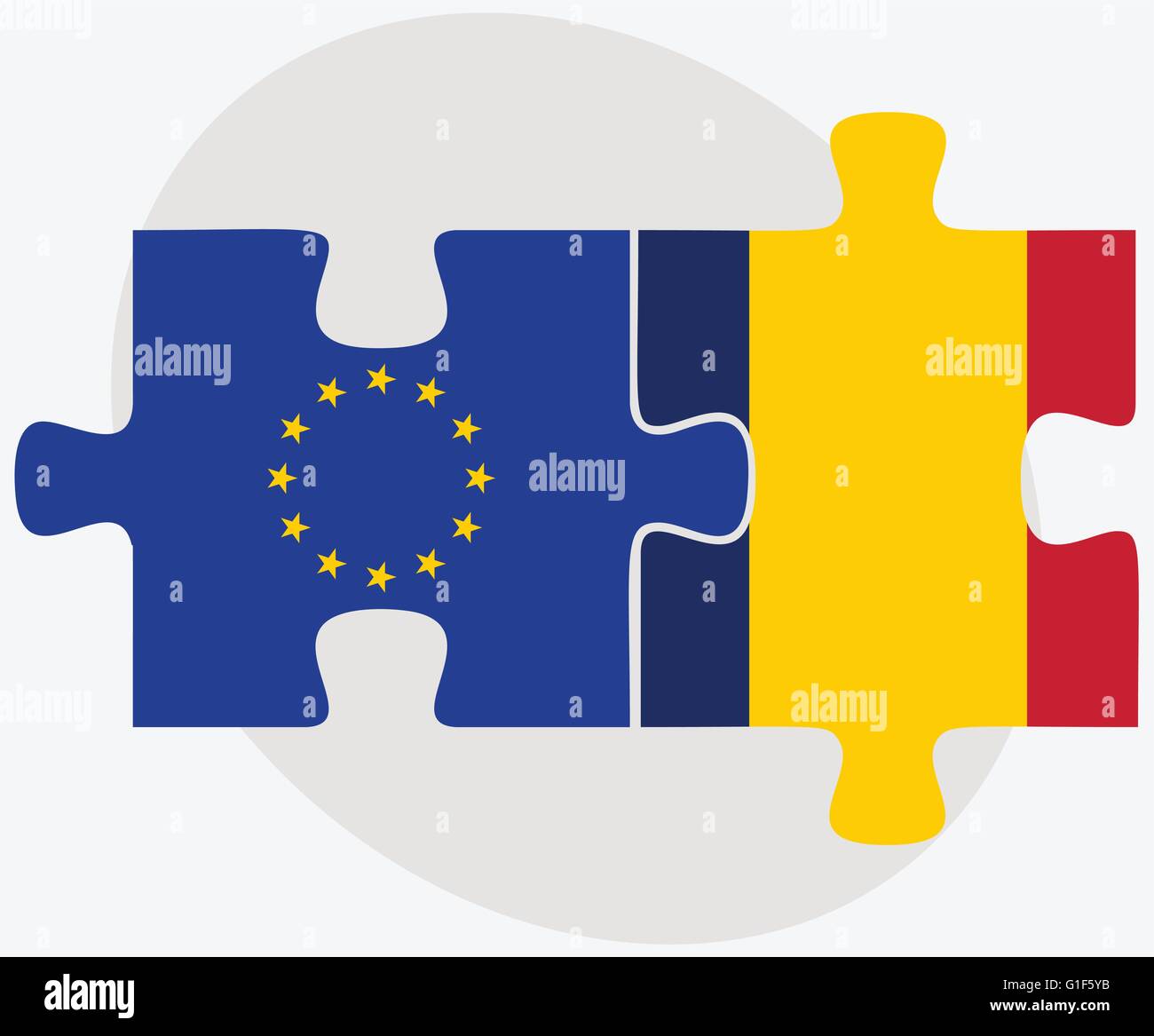 European Union and Chad Flags in puzzle isolated on white background ...