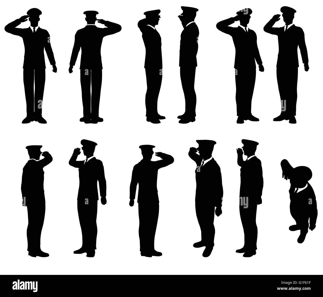 Vector Image - army general silhouette with hand gesture saluting Stock ...