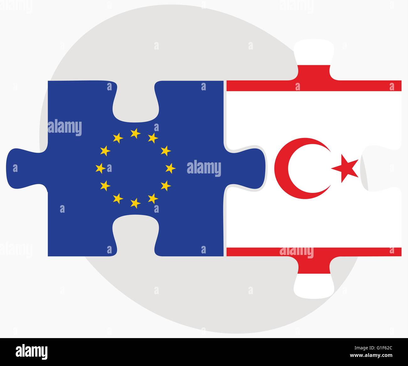 European Union and Turkish Republic of North Cyprus Flags in puzzle ...