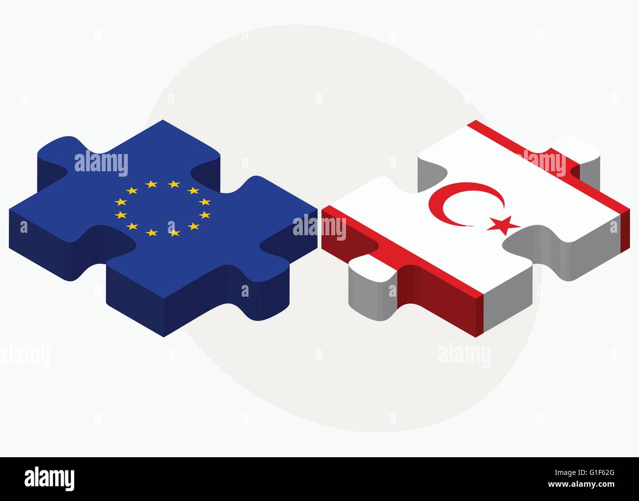 European Union and Turkish Republic of North Cyprus Flags in puzzle ...