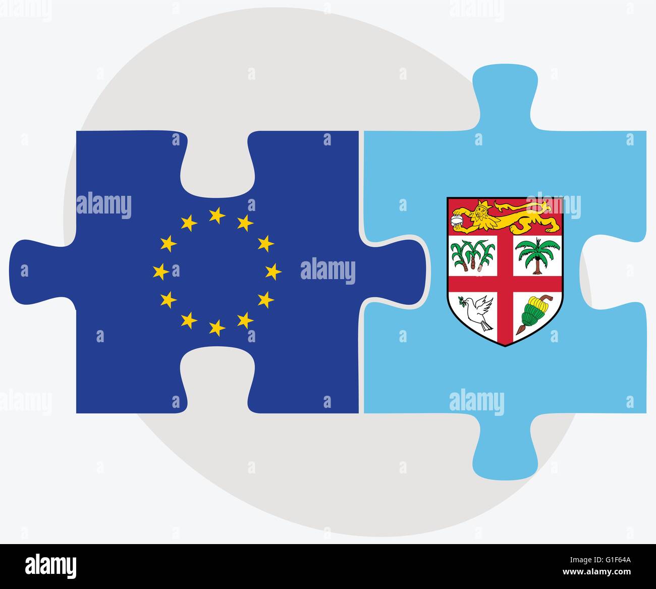 Vector Image - European Union and Fiji Flags in puzzle isolated on ...