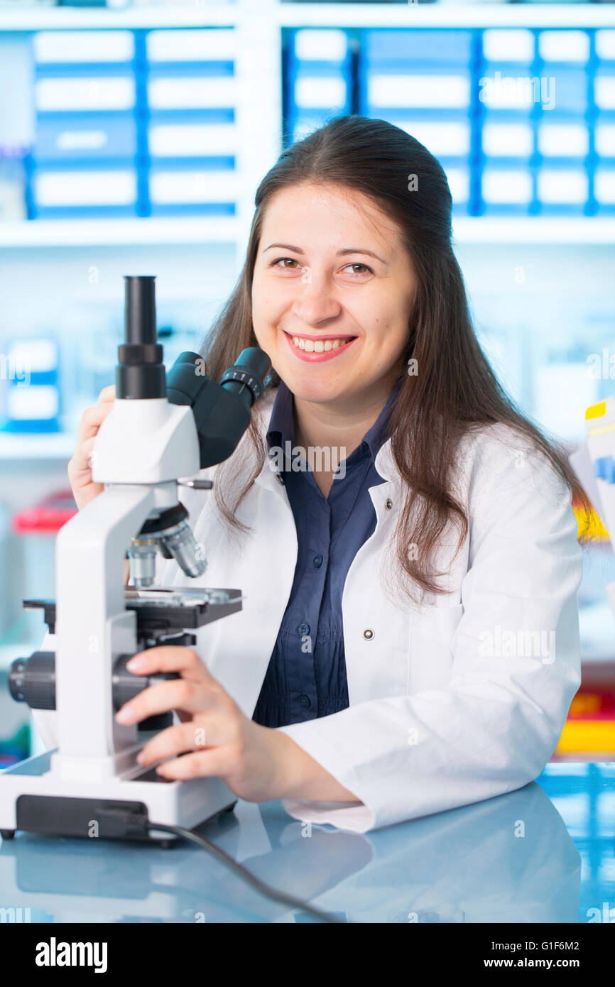 Hair microscope woman hi-res stock photography and images - Alamy