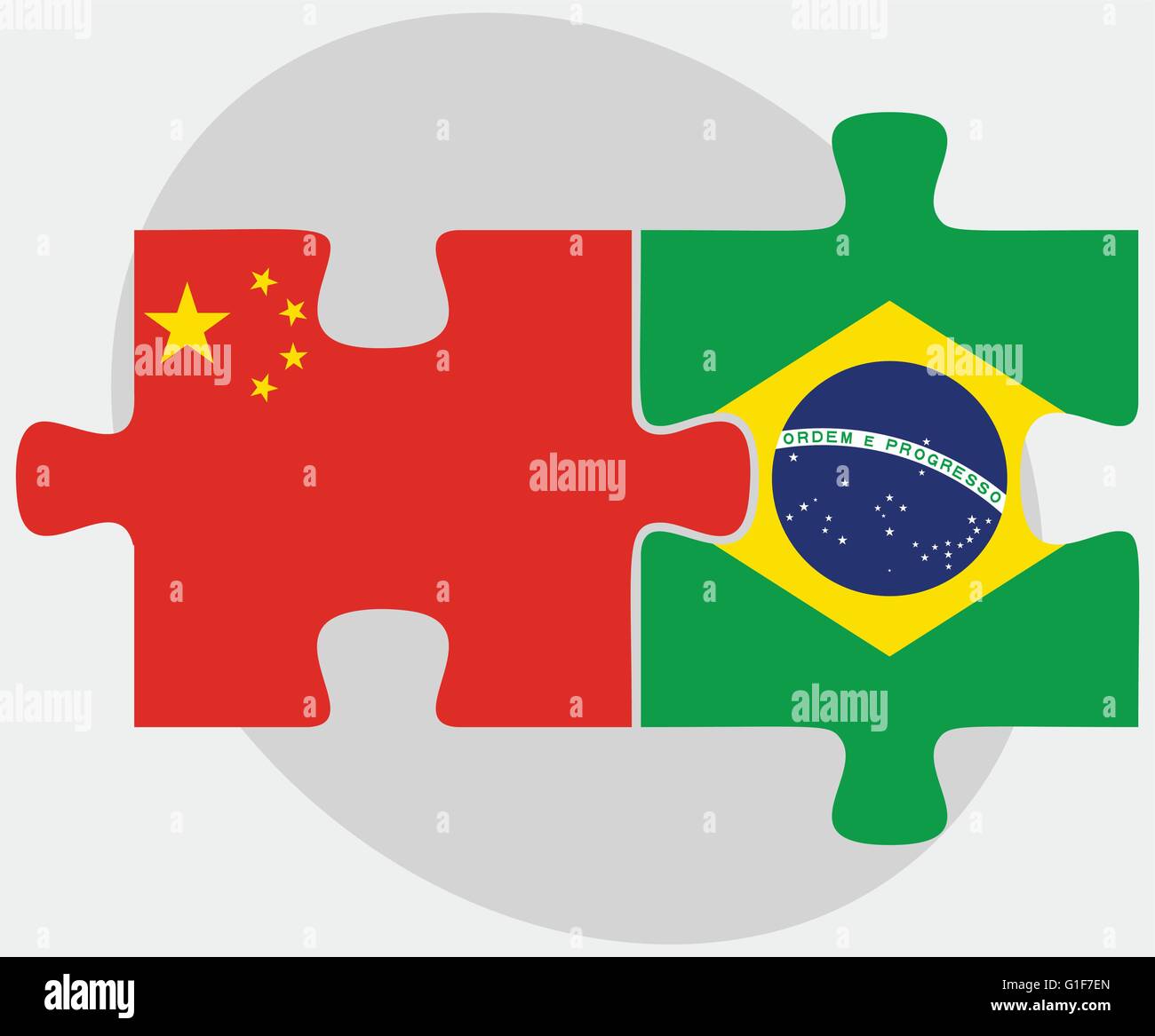 Vector Image - China and Brazil Flags in puzzle isolated on white ...