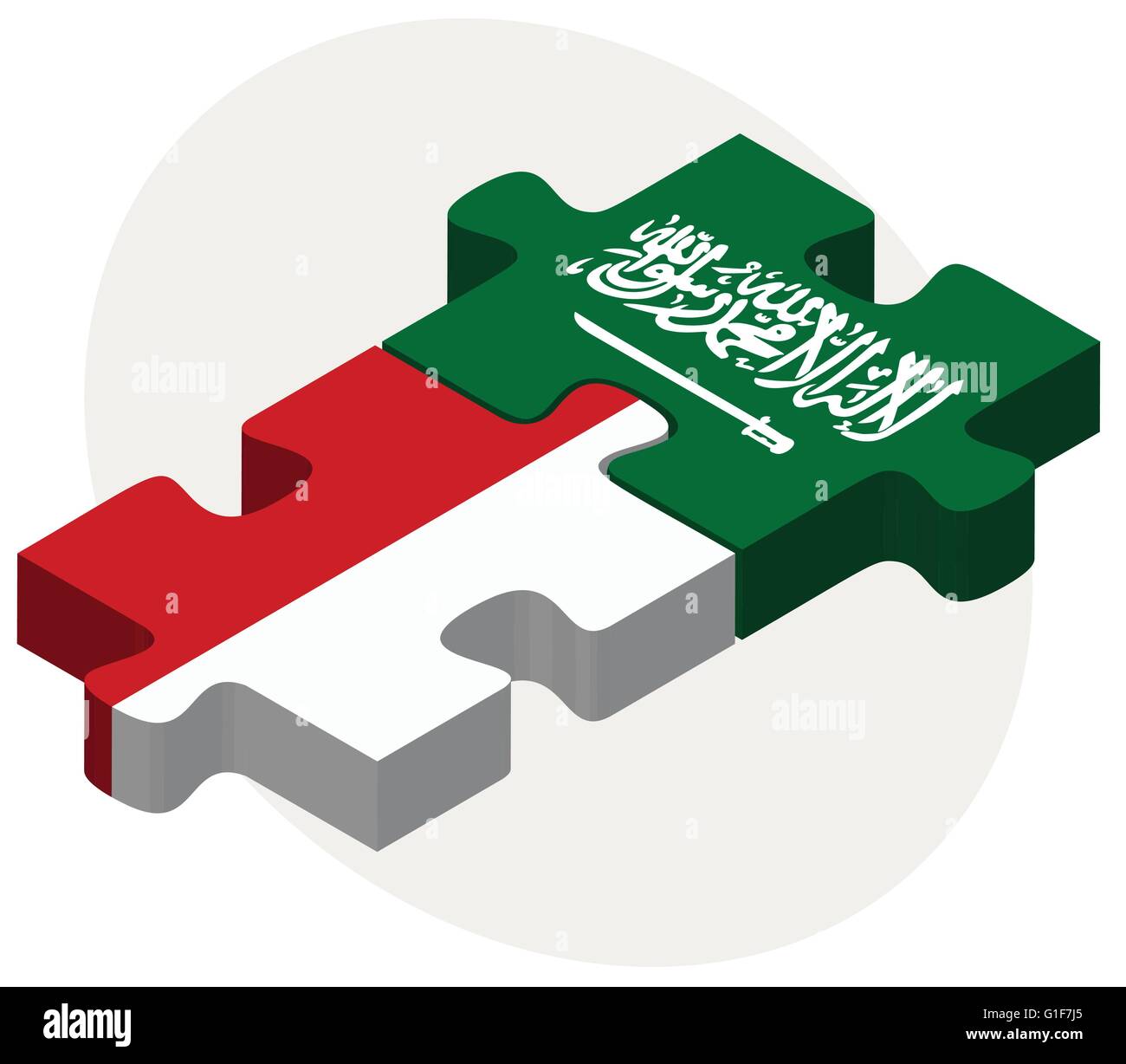 Vector Image - Indonesia and Saudi Arabia Flags in puzzle isolated on ...