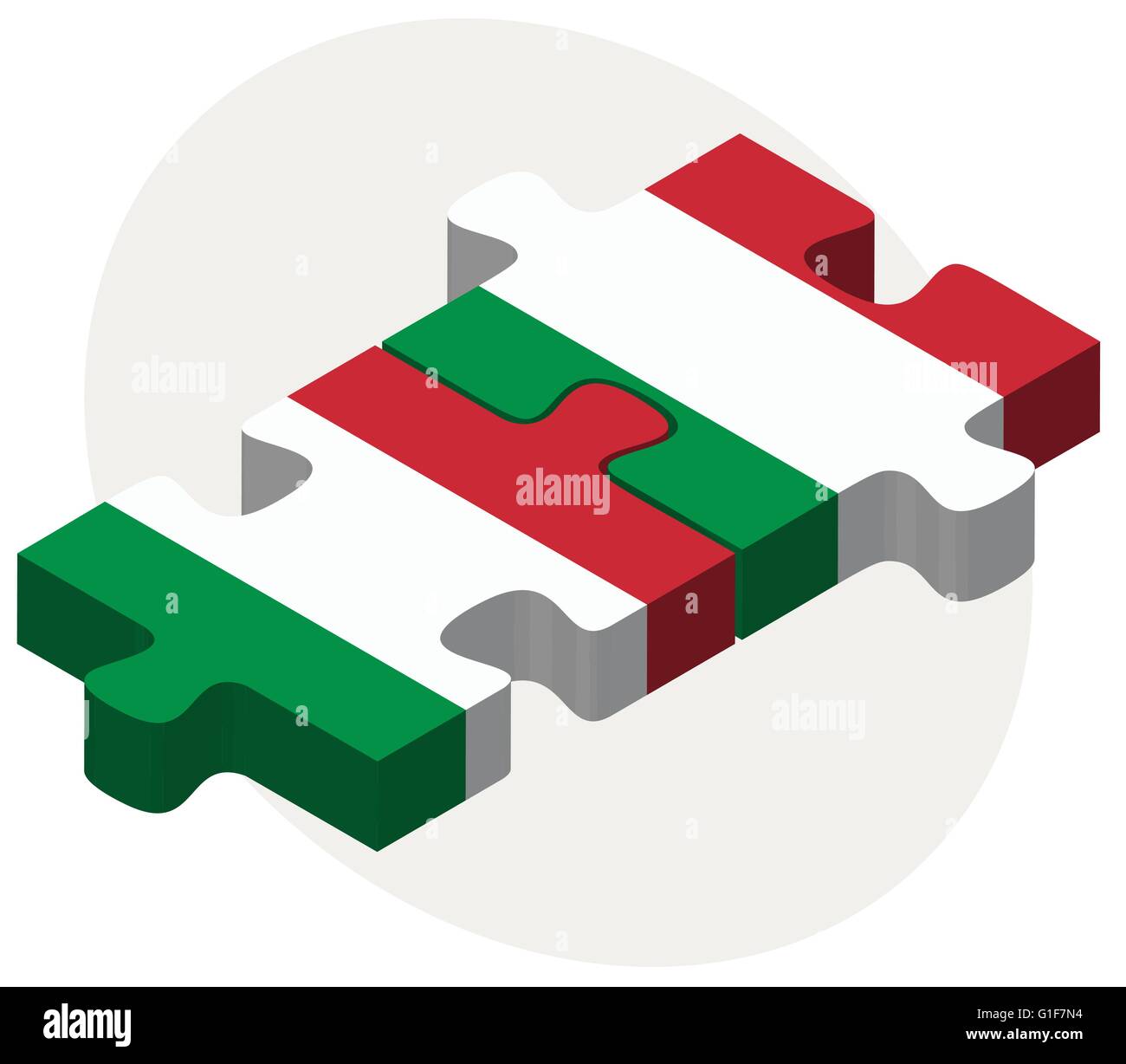 Vector Image - Italy and Italy Flags in puzzle isolated on white ...
