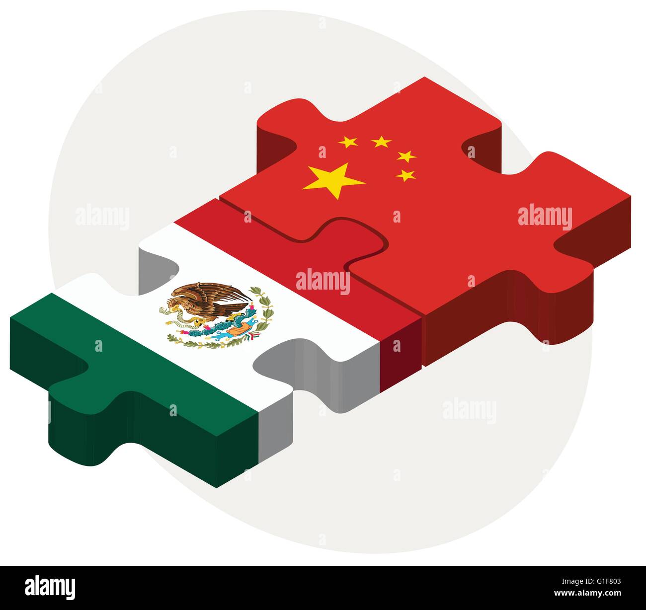 Vector Image - Mexico and China Flags in puzzle isolated on white ...