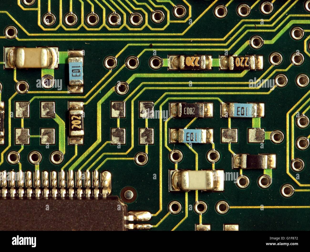 Closeup details of an integrated electronic circuit board Stock Photo ...