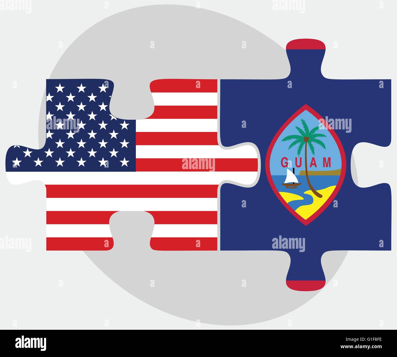 Vector Image - USA and Guam Flags in puzzle isolated on white ...