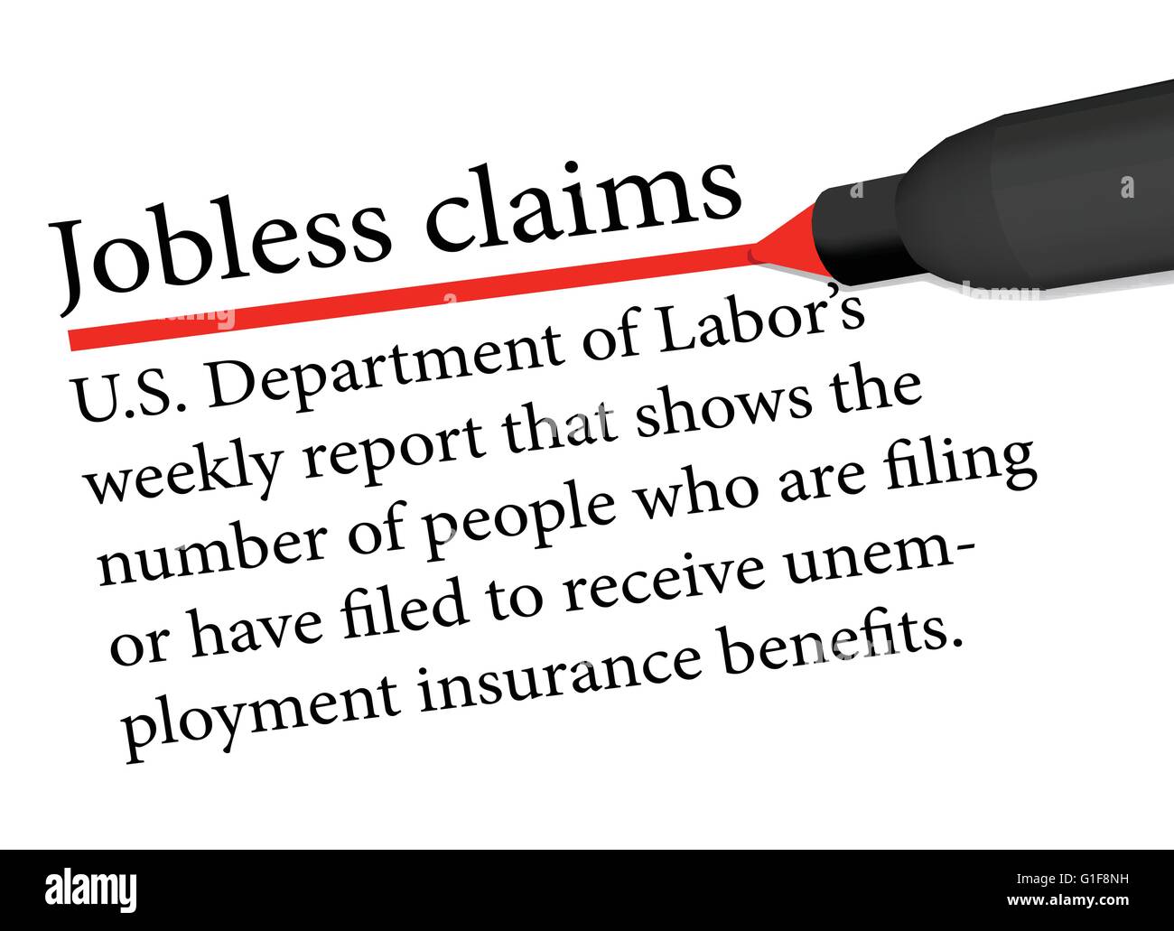 Vector Image - term underlined in red color by a pen of the Jobless ...