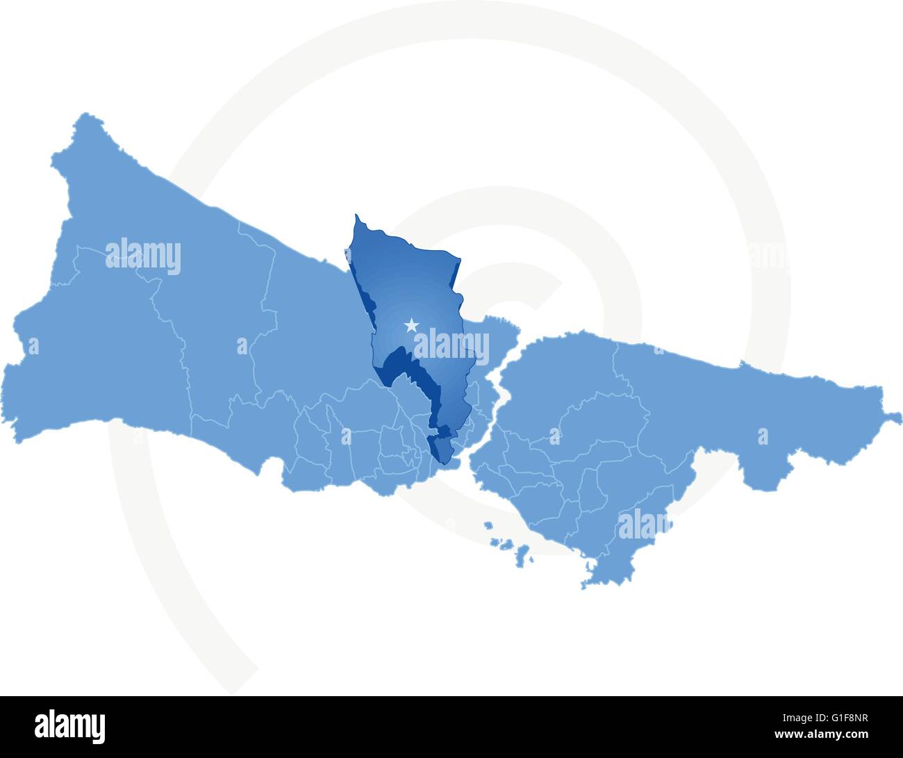 Vector Image - Istanbul Map with administrative districts where Eyup is ...
