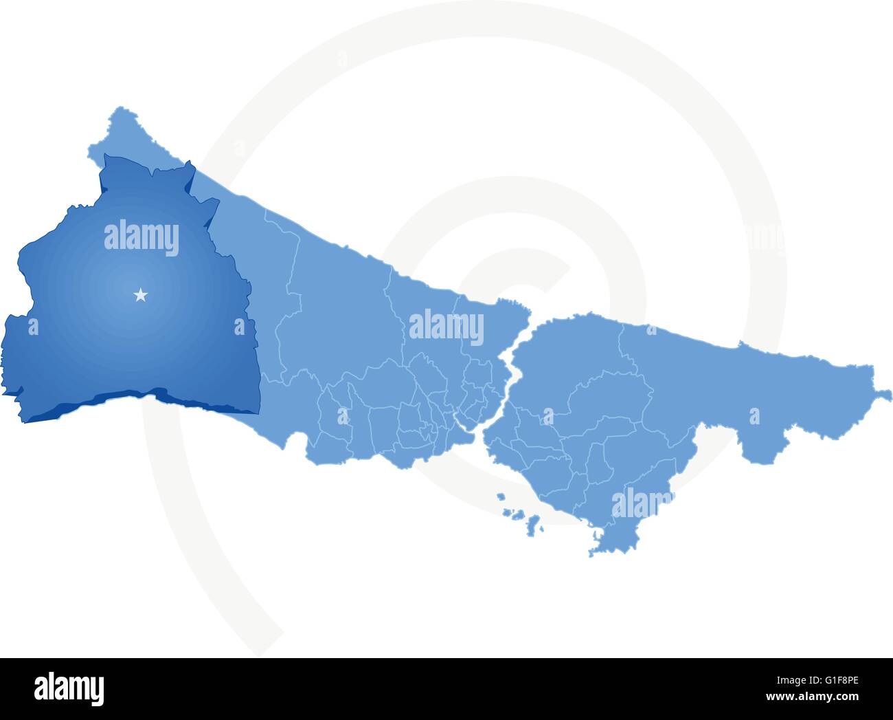 Vector Image - Istanbul Map with administrative districts where Silivri ...
