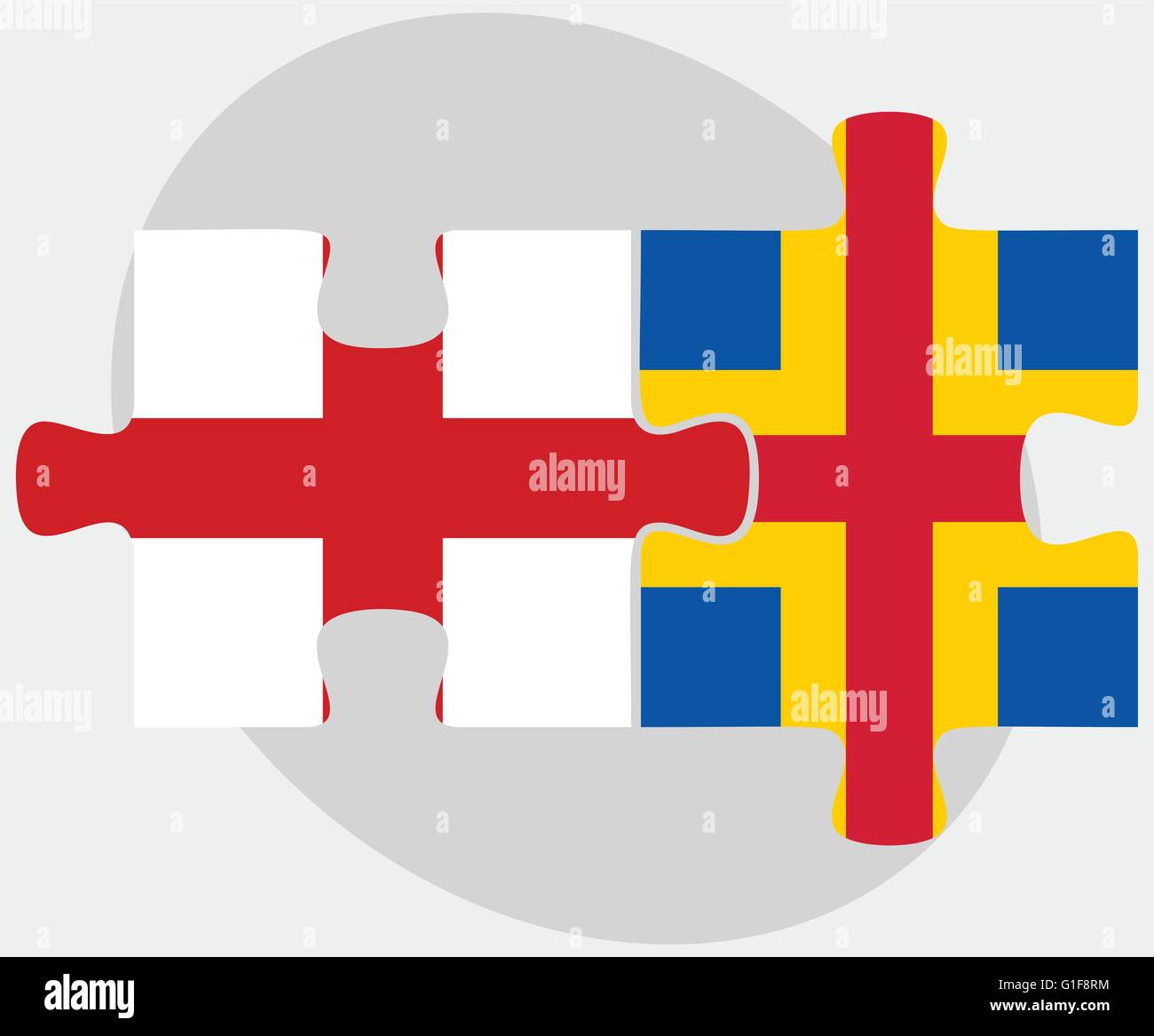 England and Aaland Islands Flags in puzzle isolated on white background ...