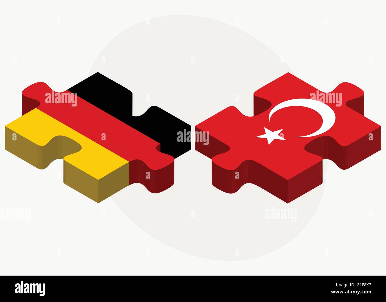 Germany and Turkey Flags in puzzle isolated on white background Stock ...