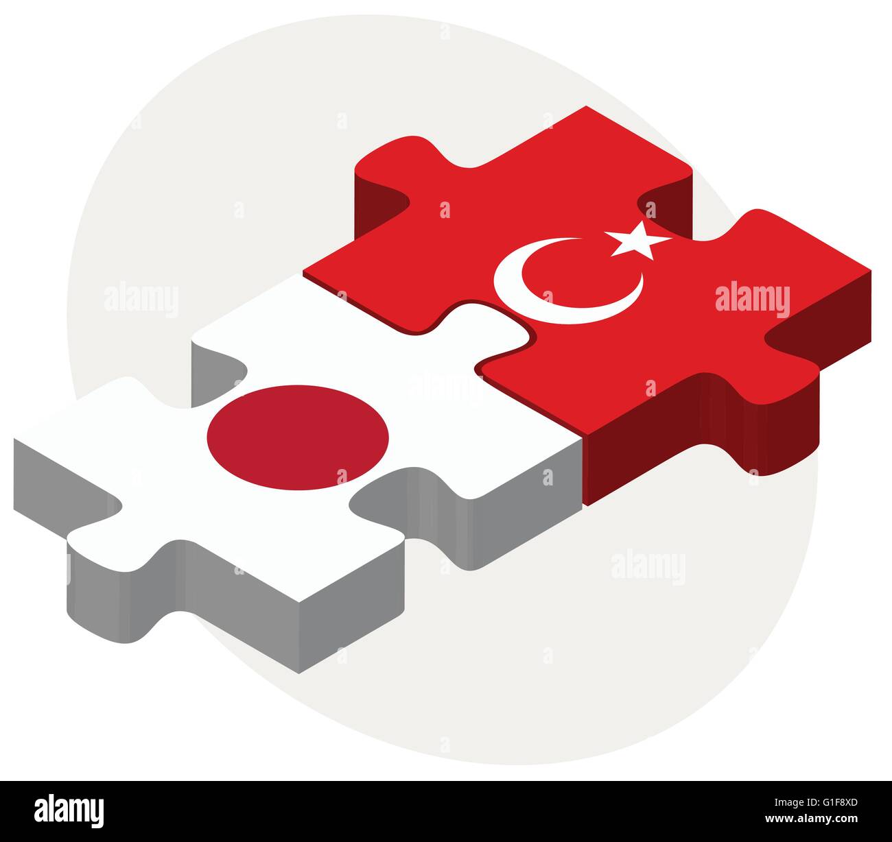 Japan and Turkey Flags in puzzle isolated on white background Stock ...