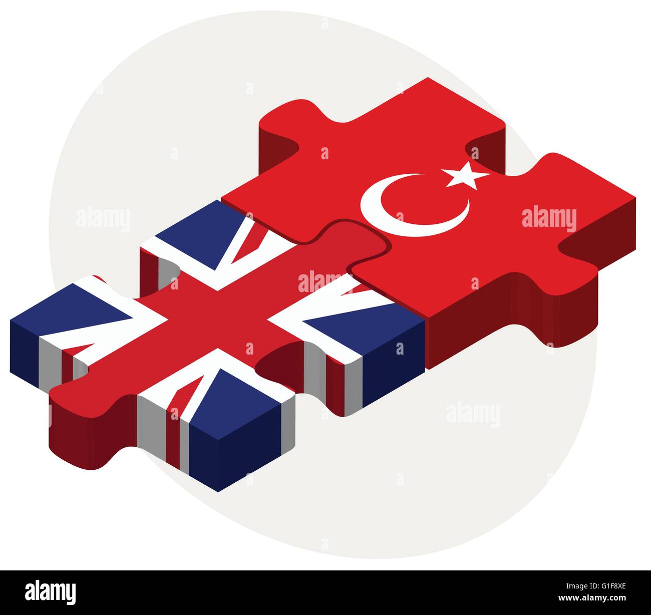 United Kingdom and Turkey Flags in puzzle isolated on white background ...