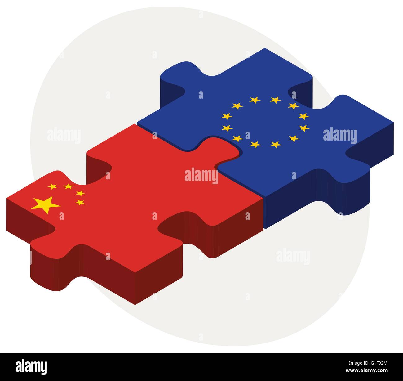 Vector Image - China and European Union Flags in puzzle isolated on ...