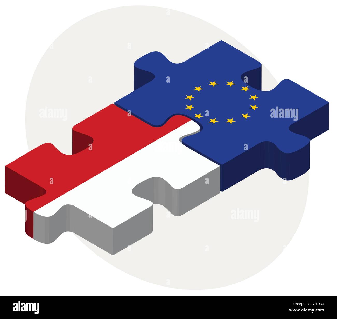 Vector Image - Indonesia and European Union Flags in puzzle isolated on ...