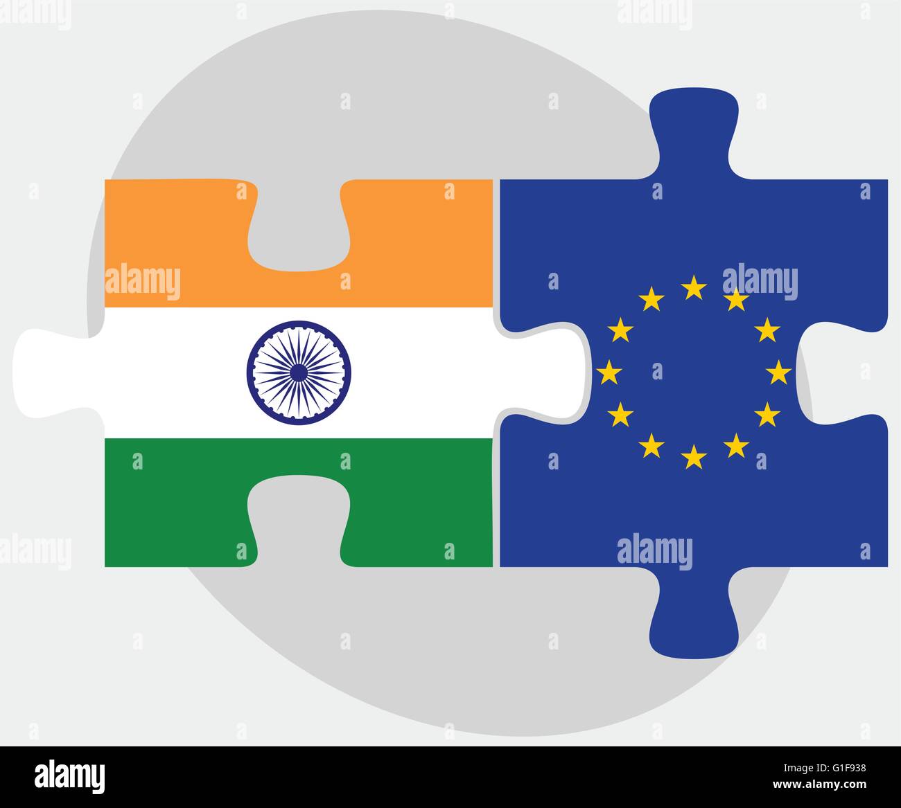 Vector Image - India and European Union Flags in puzzle isolated on ...