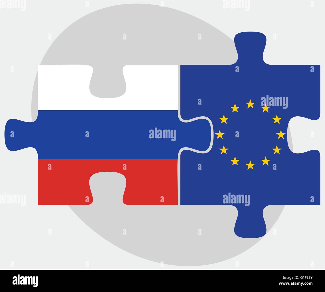 Vector Image - Russian Federation and European Union Flags in puzzle ...