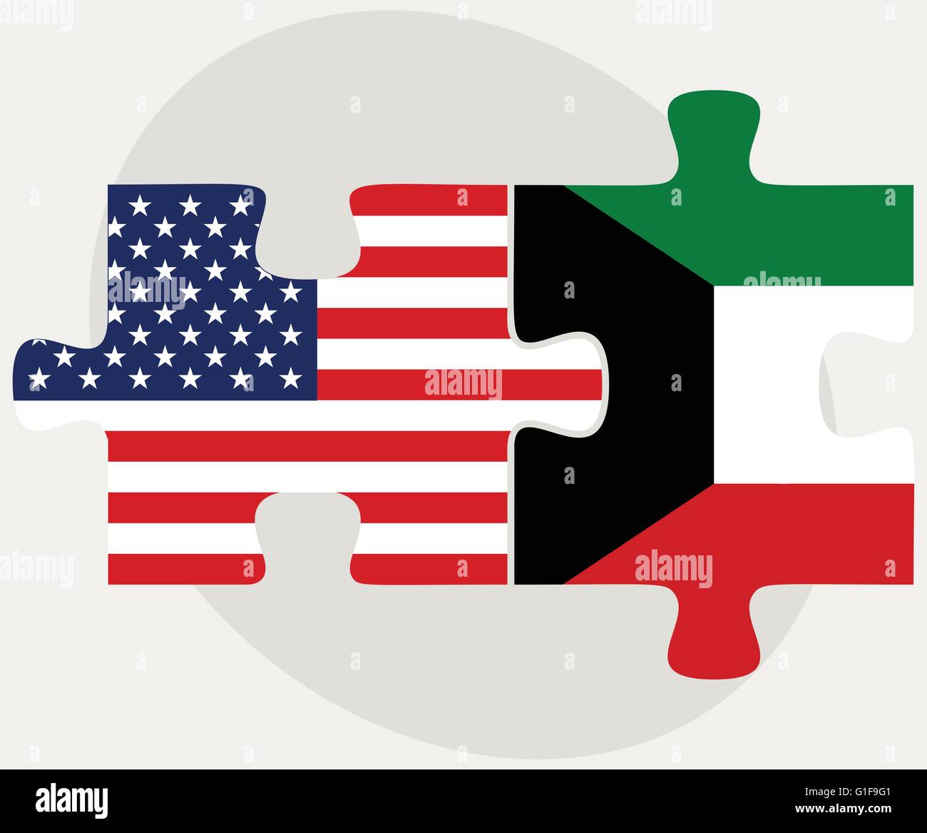 Vector Image - USA and Kuwait Flags in puzzle isolated on white ...