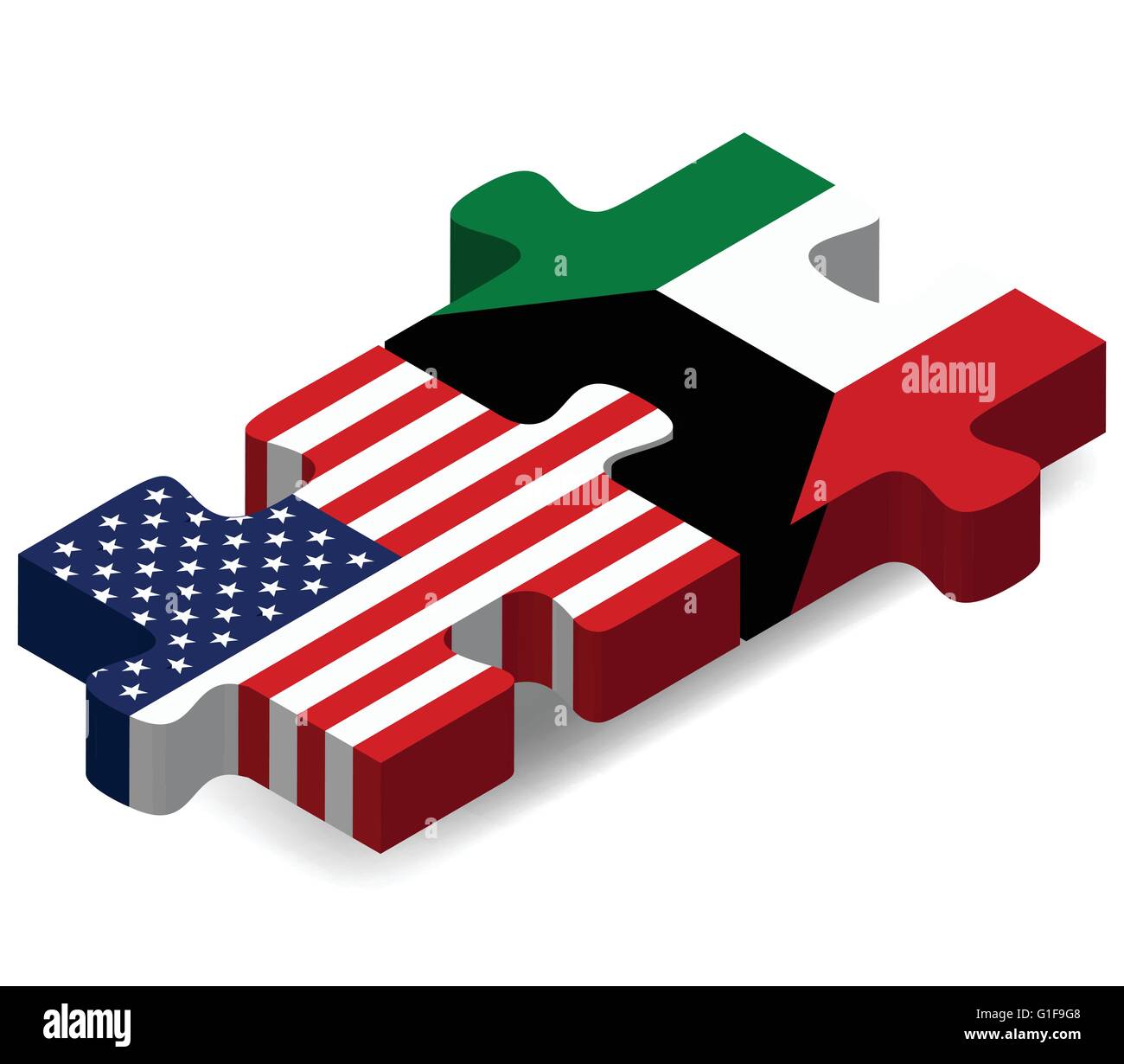 Vector Image - USA and Kuwait Flags in puzzle isolated on white ...