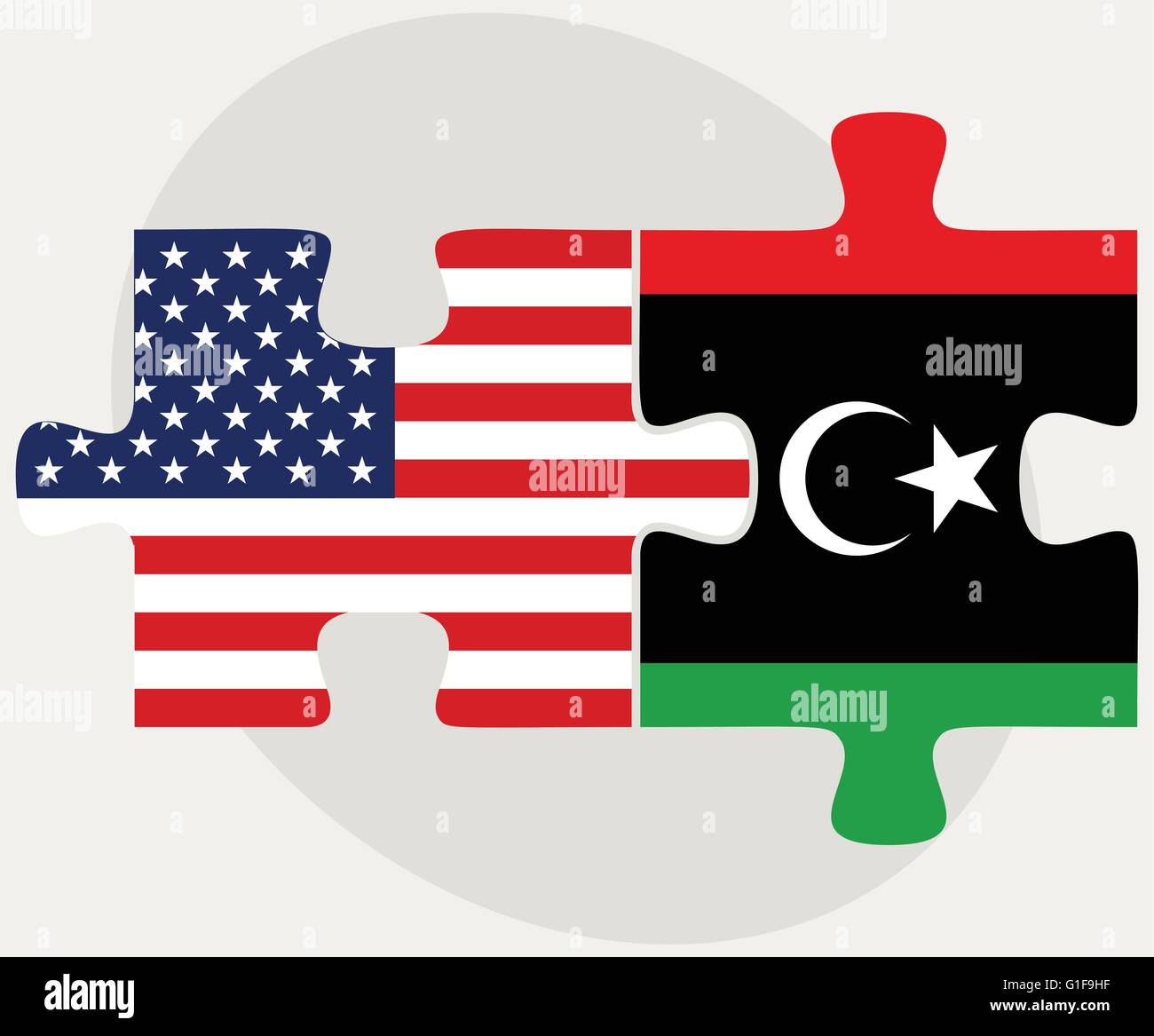 Vector Image - USA and Libya Flags in puzzle isolated on white ...