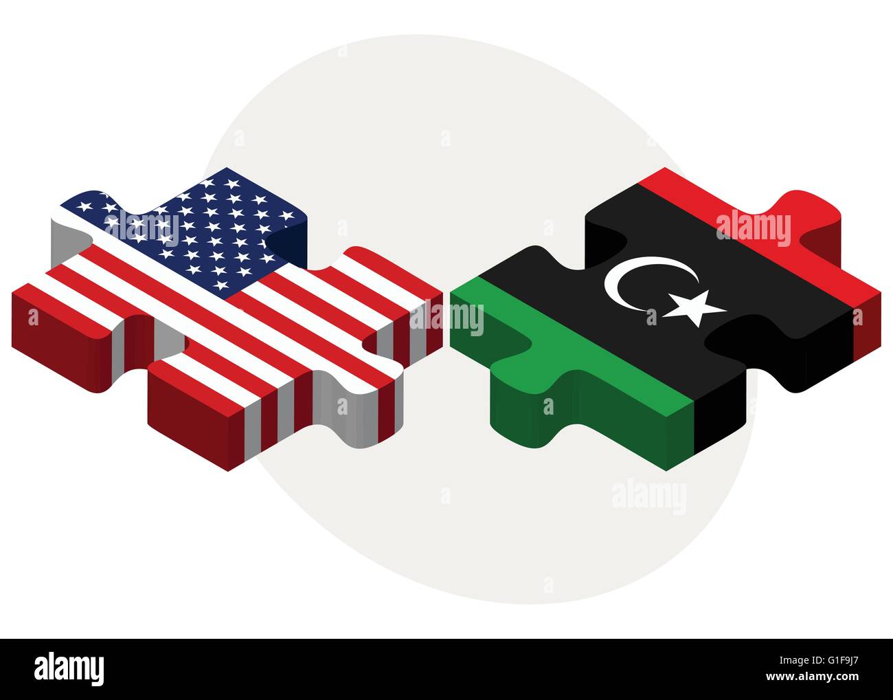 Vector Image - USA and Libya Flags in puzzle isolated on white ...
