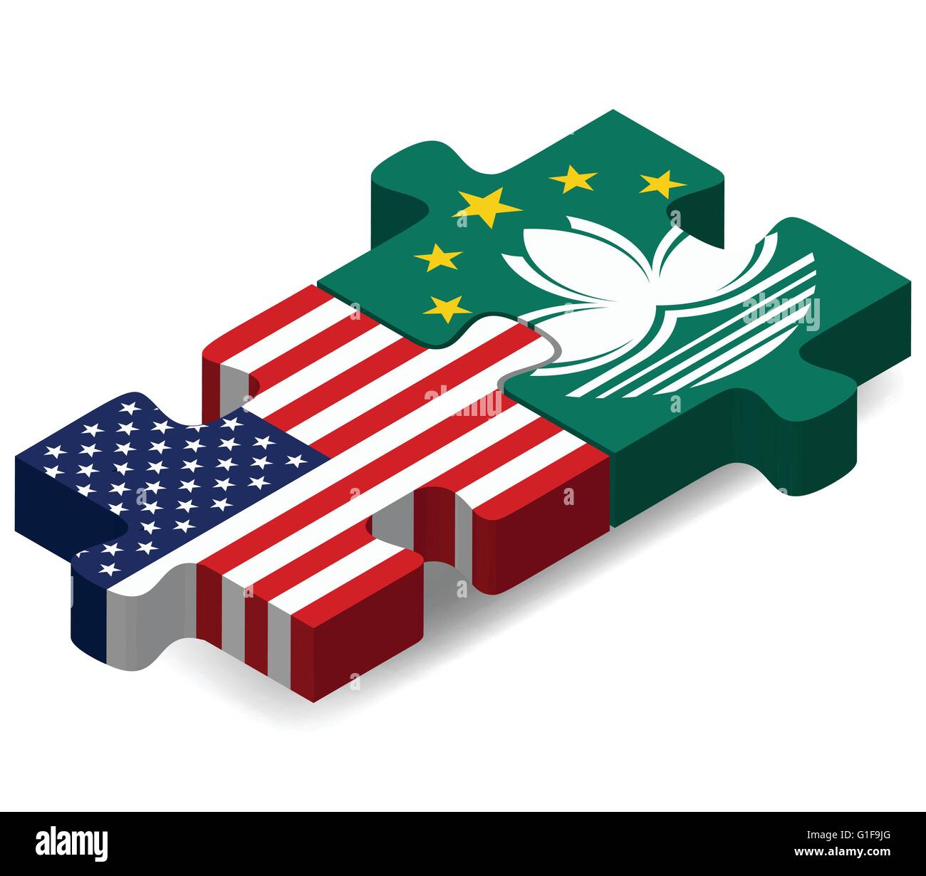 Vector Image - USA and Macau SAR China Flags in puzzle isolated on ...