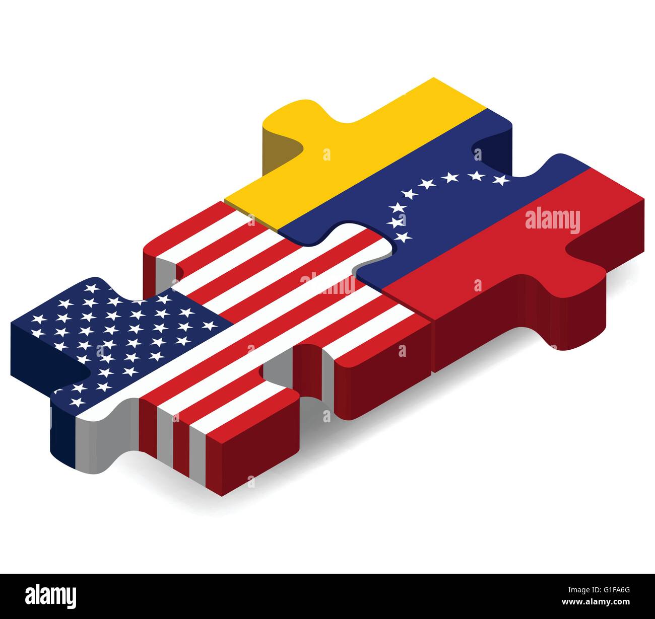 Vector Image - USA and Venezuela Flags in puzzle isolated on white ...