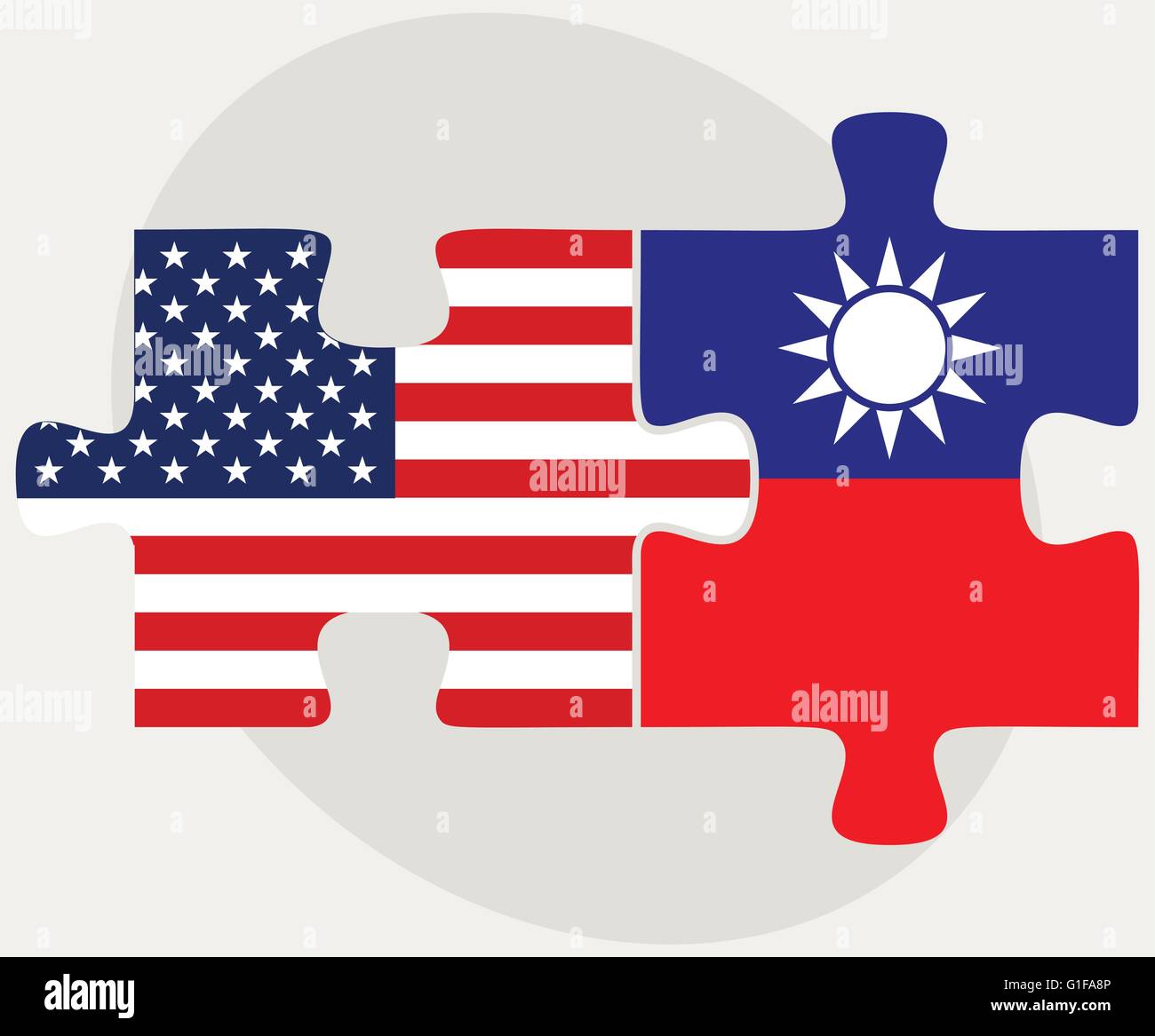 Vector Image - USA and Taiwan Flags in puzzle isolated on white ...