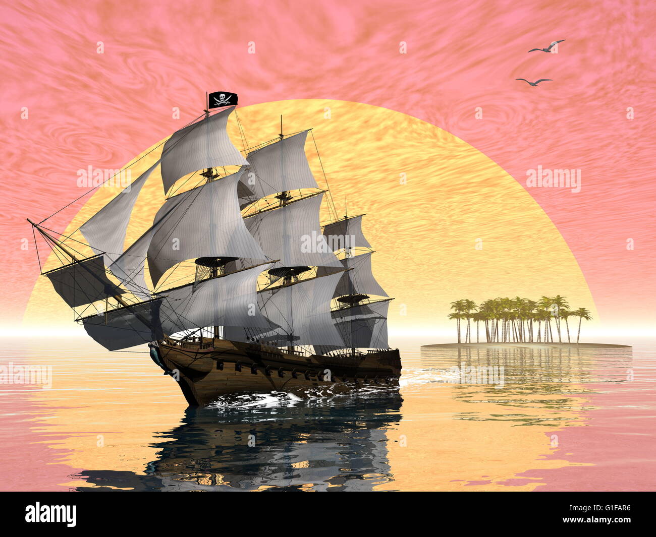 Pirate ship render hi-res stock photography and images - Alamy