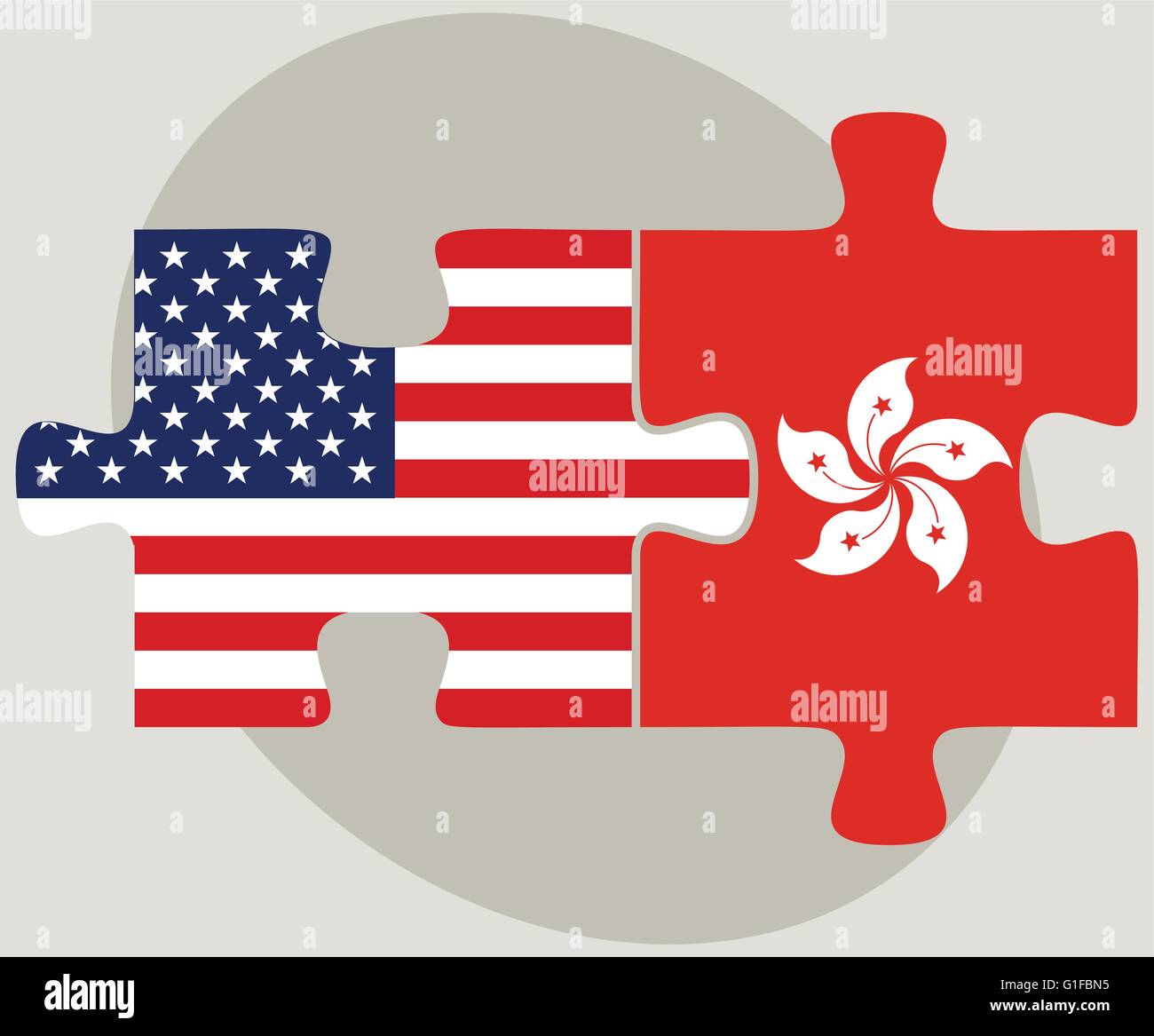 Vector Image - USA and Hong Kong SAR China Flags in puzzle isolated on ...