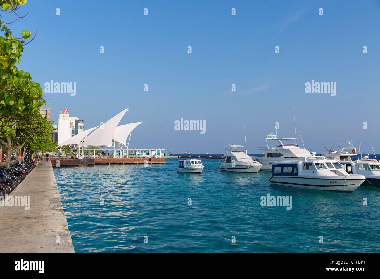 President’s Jetty in harbour, Male, North Male Atoll, Maldives Stock ...