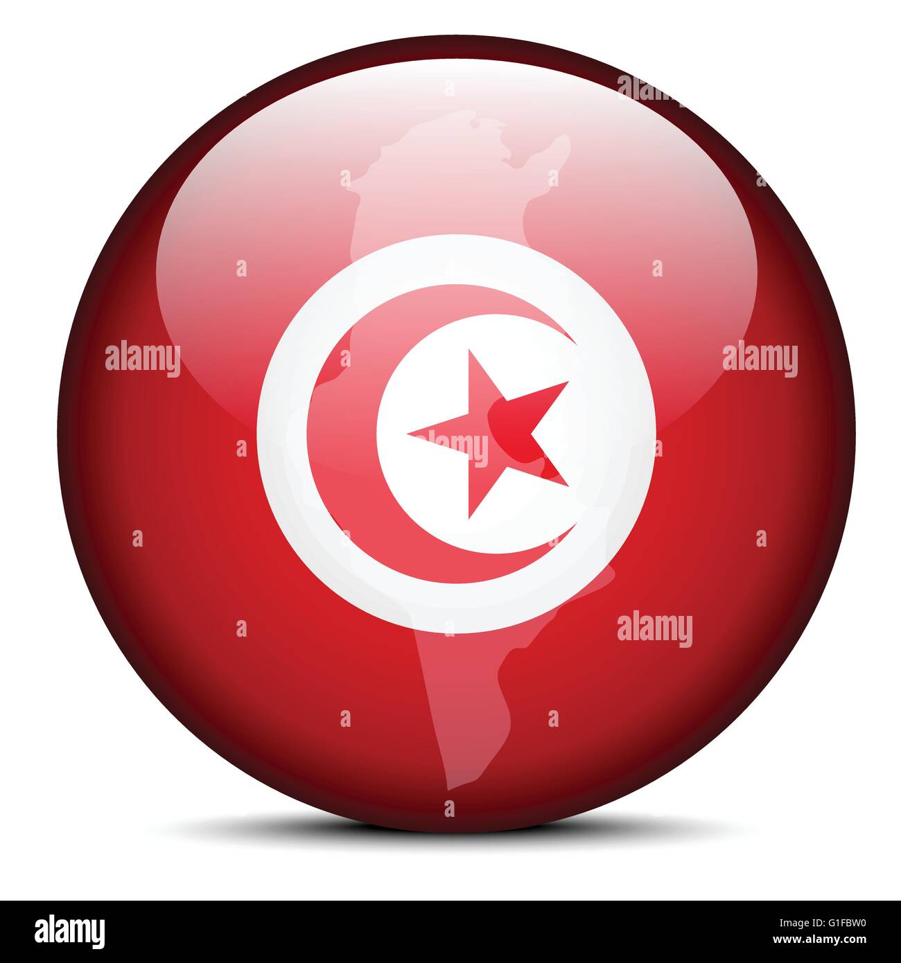 Vector Image - Map on flag button of Tunisian Republic Stock Vector Image & Art - Alamy