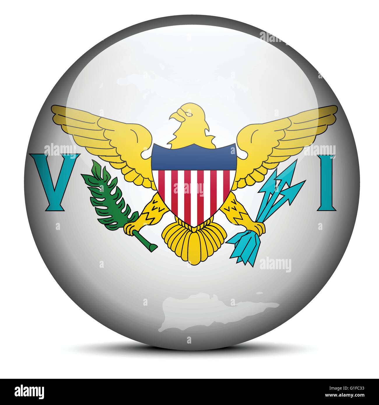 Vector Image - Map on flag button of United States Virgin Islands Stock ...