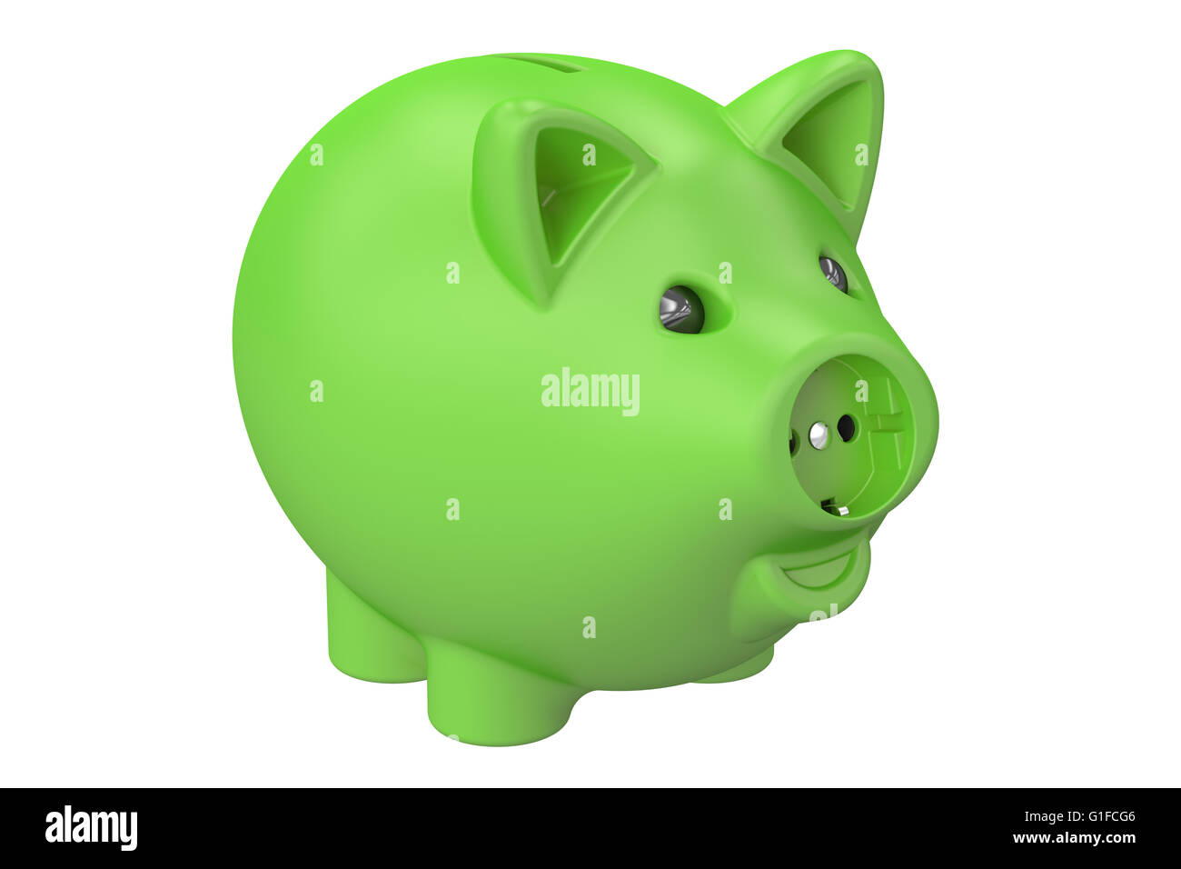 Green piggy bank, 3D rendering isolated on white background Stock Photo ...