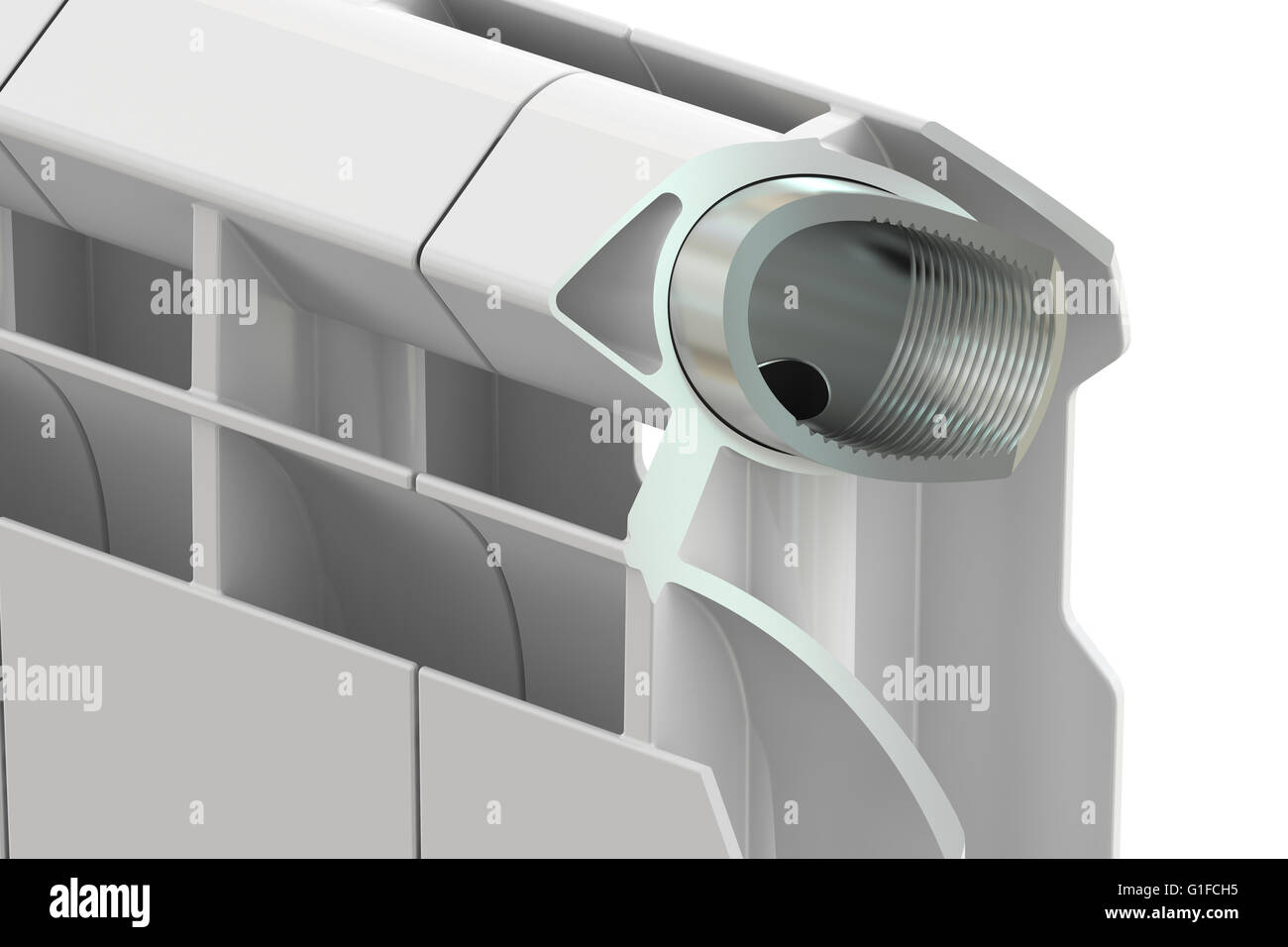 Cut of a heating radiator, 3D rendering Stock Photo - Alamy