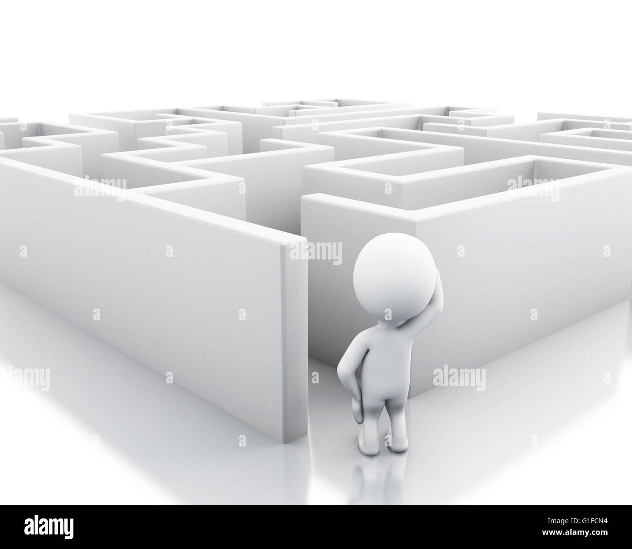 3d renderer image. White people with a maze. Success challenge ...