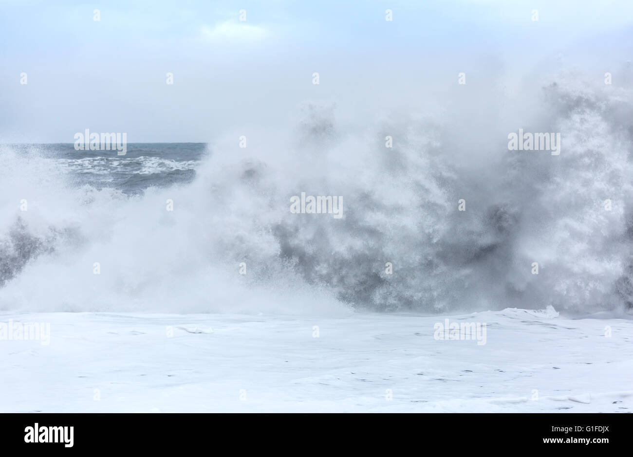 Big Wave at black beach Iceland Stock Photo - Alamy