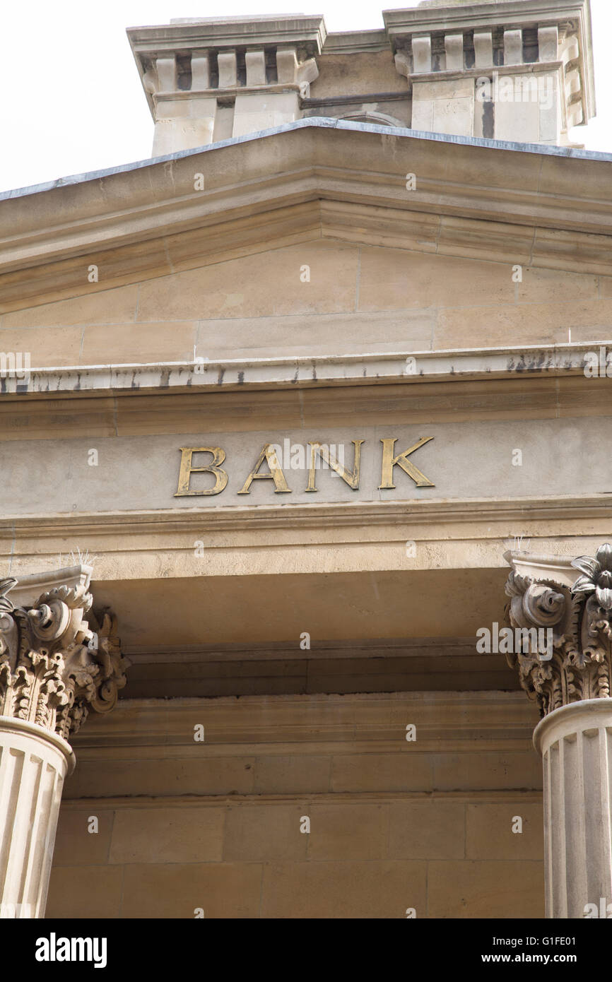 Bank Sign on Building Facade Stock Photo - Alamy