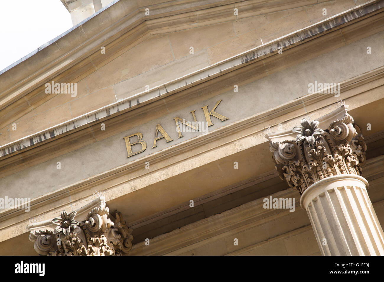 Bank Sign on Building Facade Stock Photo - Alamy