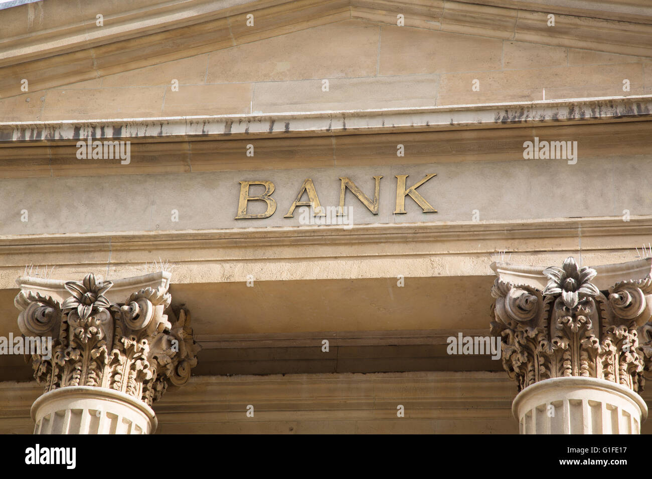 Bank Sign on Building Facade Stock Photo - Alamy