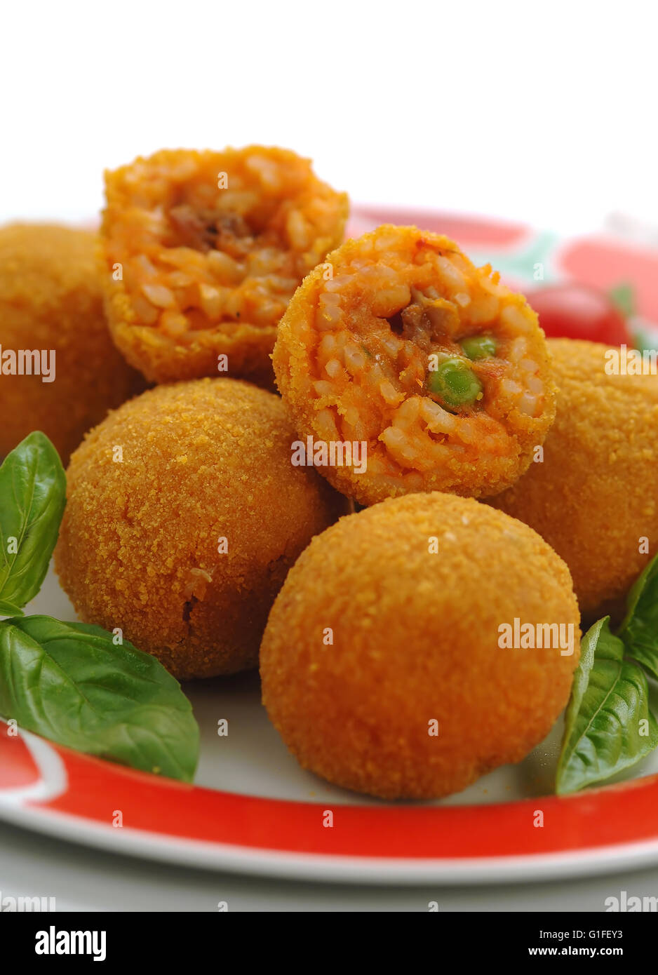 Arancini - traditional Italian fried rice on white background Stock ...